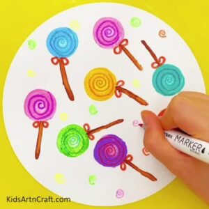 Sweet Lollipops Artwork Step by Step Tutorial For Kids - Kids Art & Craft