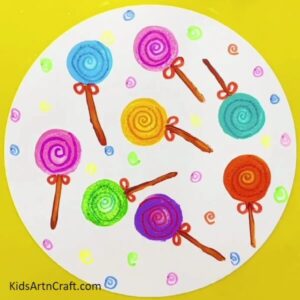 Sweet Lollipops Artwork Step by Step Tutorial For Kids - Kids Art & Craft