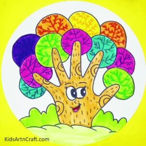 How To Make Tree From Hand Outline Step by Step Tutorial - Kids Art & Craft