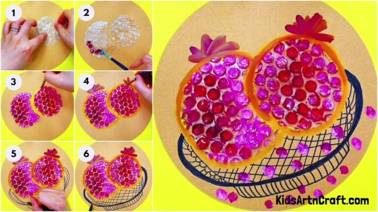 Bubble Wrap Pomegranate Basket Craft Tutorial - Kids Art & Craft
