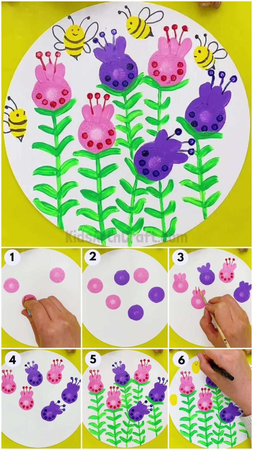 Unique Flower Bees Artwork For Beginners - Kids Art & Craft