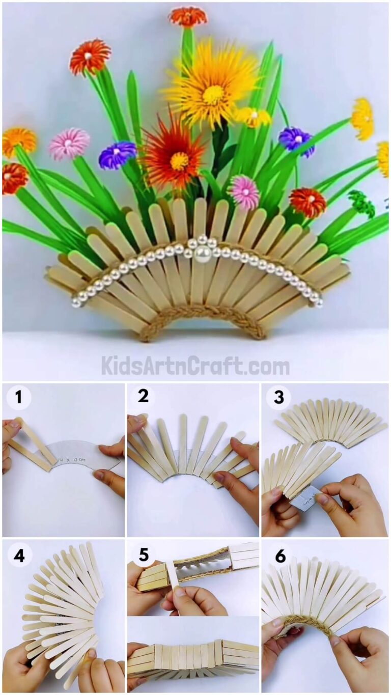 Unique Popsicle Stick Flower Vase Craft Tutorial For Beginners - Kids ...