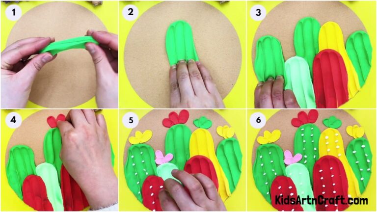 Vibrant Cactus Craft Using Colorful Clay For Kids - Kids Art & Craft