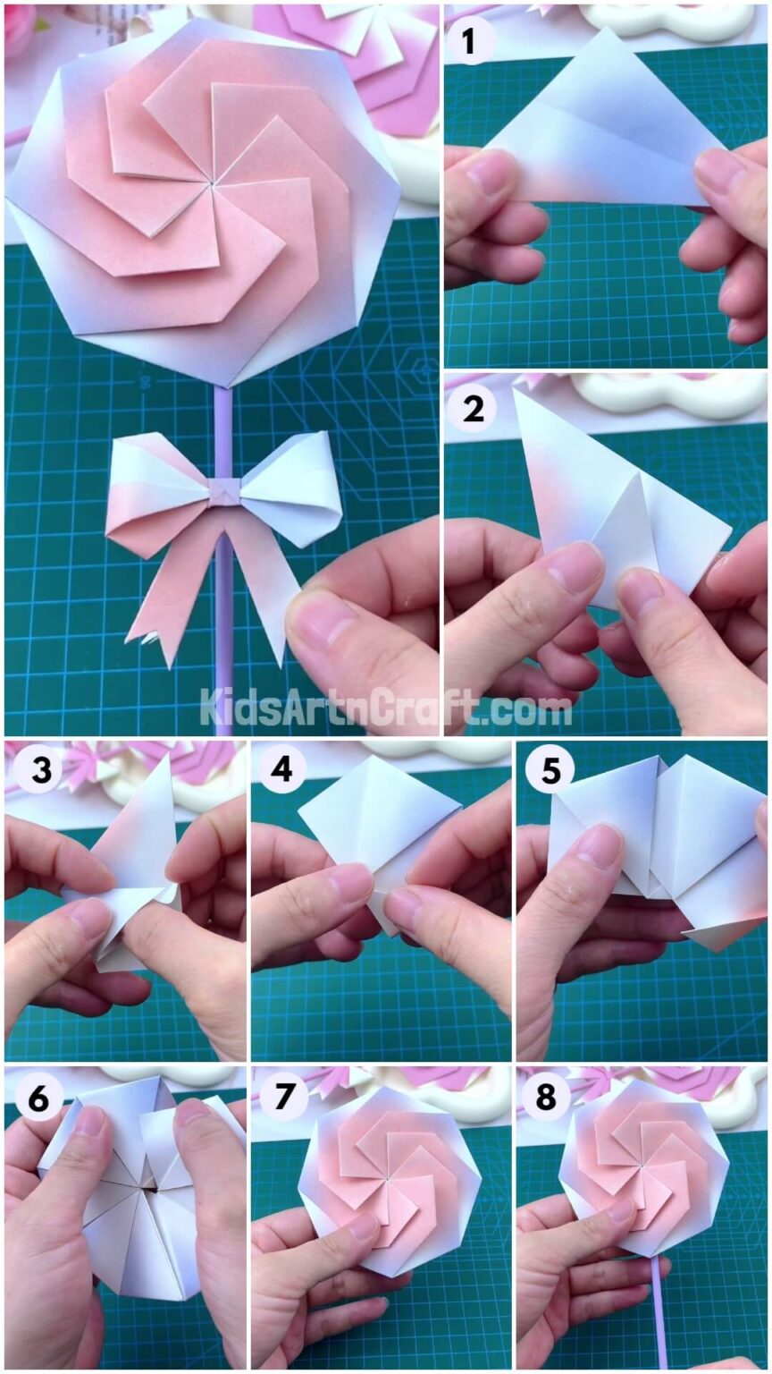 Yummy Lollipop Paper Origami Idea For Beginners - Kids Art & Craft