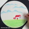 Beautiful House Landscape Drawing Using Crayon Color Tutorial - Kids ...