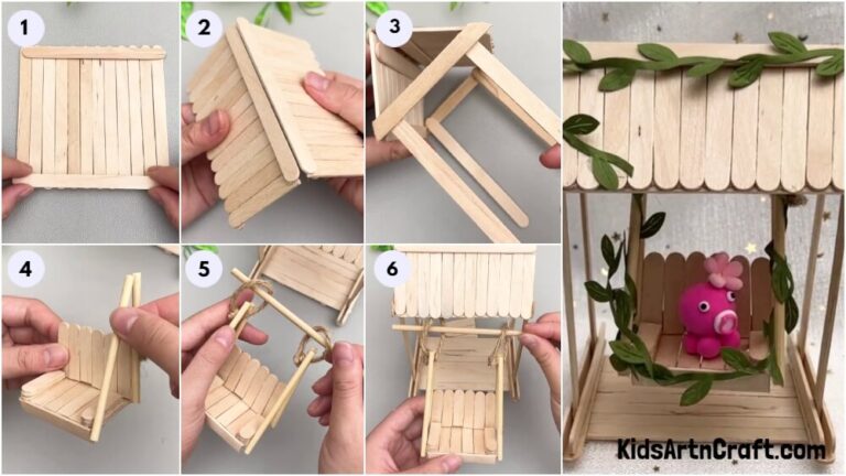Beautiful Swing Popsicle Stick Craft Tutorial For Kids - Kids Art & Craft