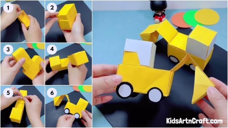 Origami Paper Bulldozer Craft Tutorial For Kids - Kids Art & Craft