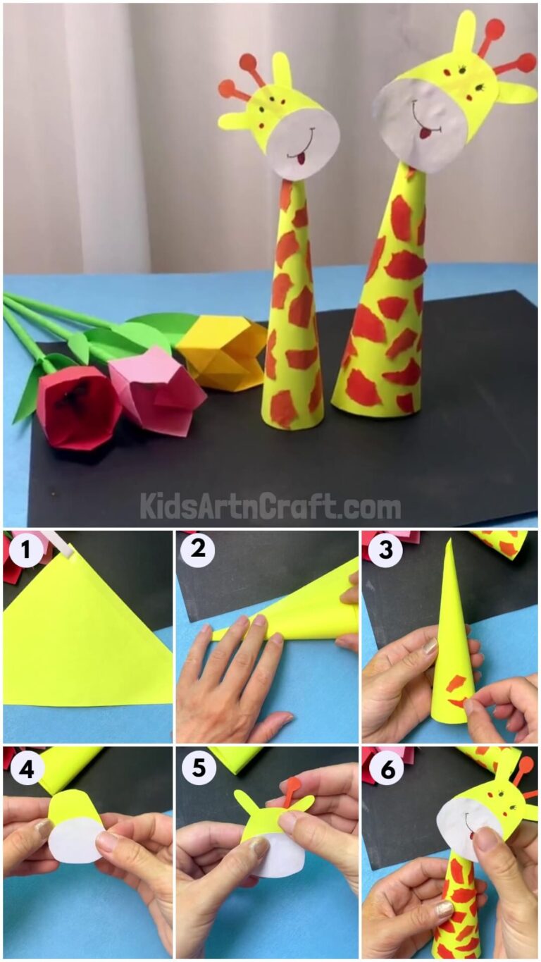 Cone-Shaped Giraffe Paper Decoration Craft For Kids - Kids Art & Craft