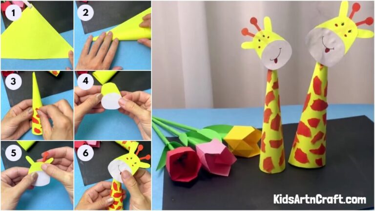 Cone-Shaped Giraffe Paper Decoration Craft For Kids - Kids Art & Craft