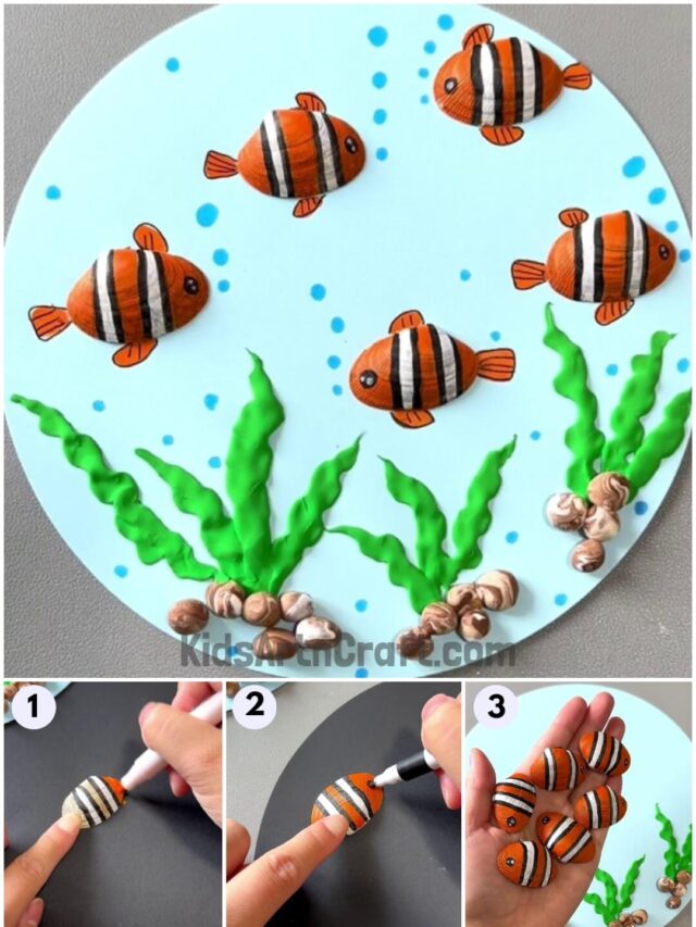 Shell Goldfishes Clay And Paper Craft Tutorial - Kids Art & Craft