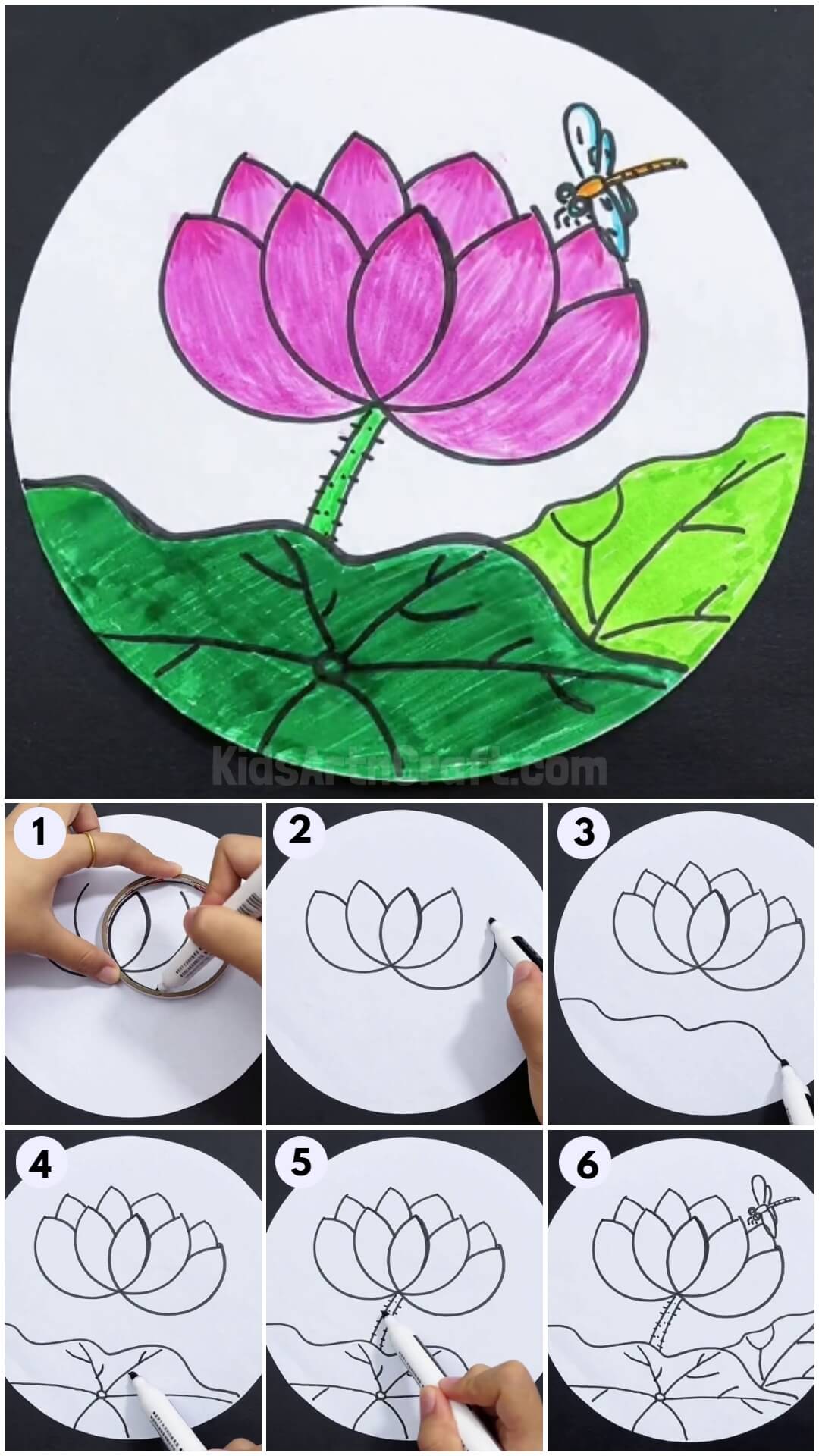Easy Lotus Drawing Hack Tutorial For Kids - Kids Art & Craft