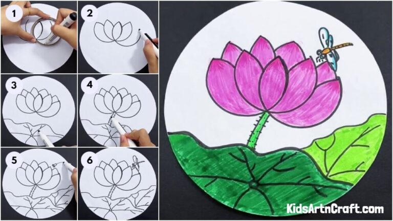 Easy Lotus Drawing Hack Tutorial For Kids - Kids Art & Craft