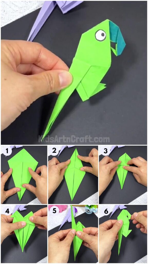 How To Make Origami Parrot Craft Tutorial For Kids - Kids Art & Craft