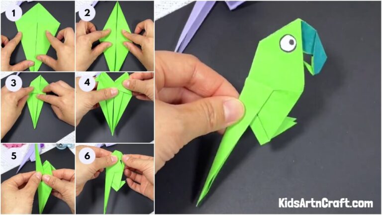 How To Make Origami Parrot Craft Tutorial For Kids - Kids Art & Craft