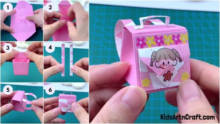 How to Make Paper Origami Backpack Craft For Kids - Kids Art & Craft