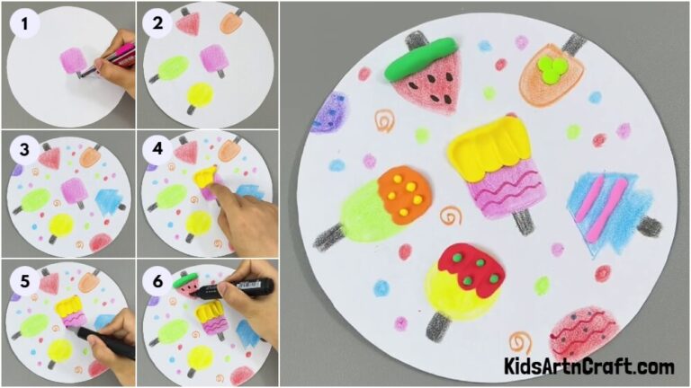 Ice Cream Drawing clay Art Tutorial For Summer - Kids Art & Craft