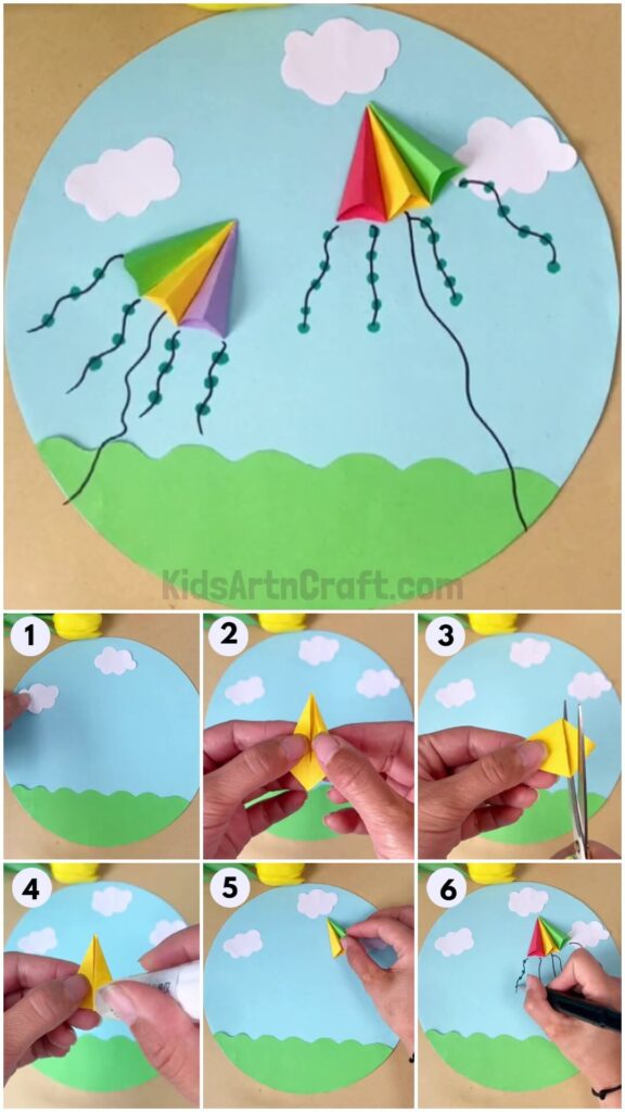 Kites Flying Paper Craft Tutorial For Kids - Kids Art & Craft