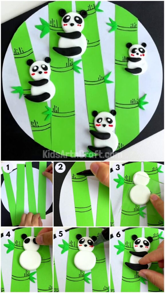 Pandas On Bamboos Paper Clay Craft Tutorial For Kids - Kids Art & Craft