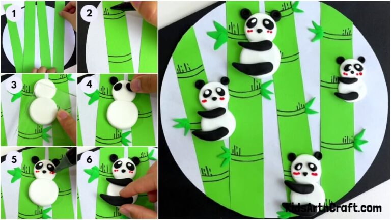 Pandas On Bamboos Paper Clay Craft Tutorial For Kids - Kids Art & Craft
