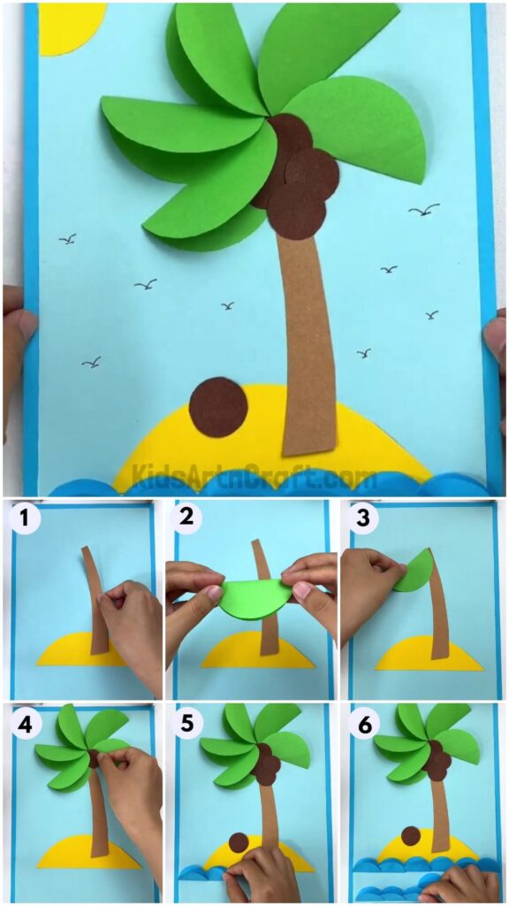 Paper Coconut Tree Craft Tutorial For Kids - Kids Art & Craft