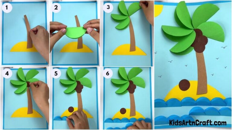 Paper Coconut Tree Craft Tutorial For Kids - Kids Art & Craft