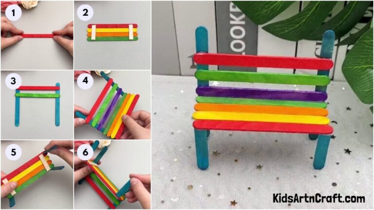 Easy Popsicle Stick Bench Craft Tutorial For Kids - Kids Art & Craft