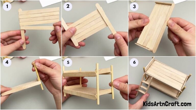 Popsicle Stick Bunk Bed Model Craft Tutorial - Kids Art & Craft