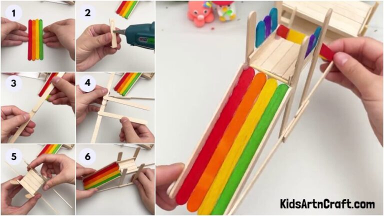 Popsicle Stick Slide Model Craft Tutorial For Kids - Kids Art & Craft