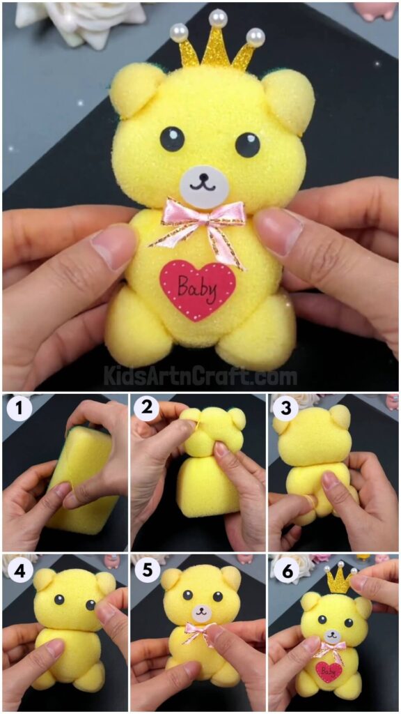DIY Wash Sponge Teddy Craft Step By Step Tutorial For Kids - Kids Art ...