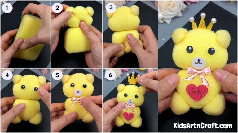 DIY Wash Sponge Teddy Craft Step By Step Tutorial For Kids - Kids Art ...