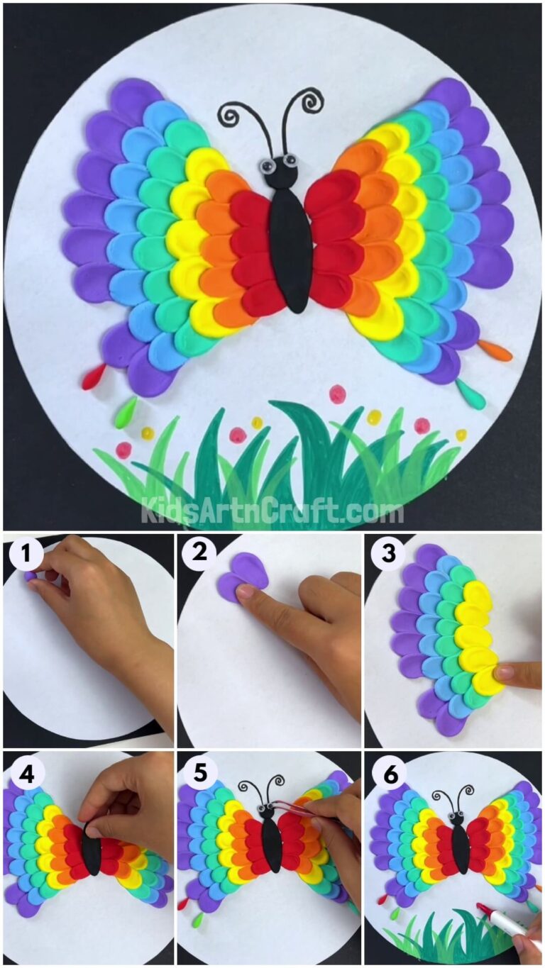 Rainbow Butterfly Clay Craft Tutorial For Kids - Kids Art & Craft