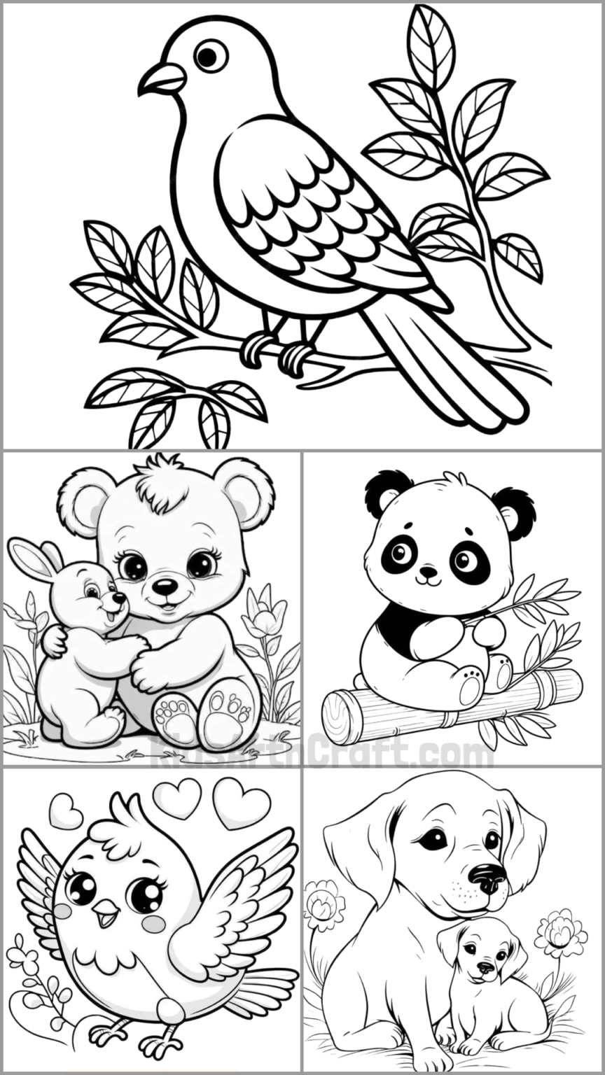 Animal Adventure Coloring Pages For Kids - Kids Art & Craft