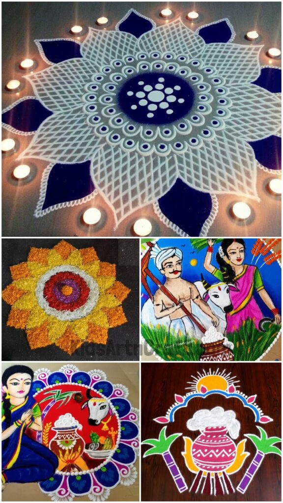 Attractive Rangoli Design for Pongal & Onam - Kids Art & Craft