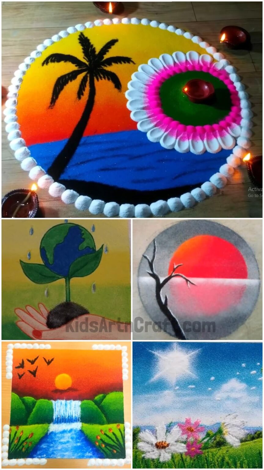 Beautiful Rangoli Design Inspired by Nature - Kids Art & Craft