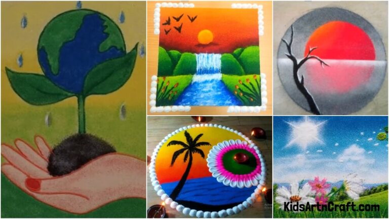 Beautiful Rangoli Design Inspired by Nature - Kids Art & Craft