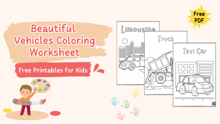 Beautiful Vehicles Coloring Worksheet - Free Printable for Kids - Kids ...