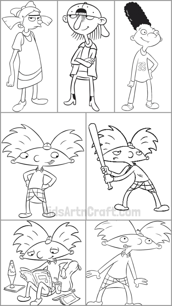 Cartoon Character Coloring Pages Worksheet For Kids - Kids Art & Craft