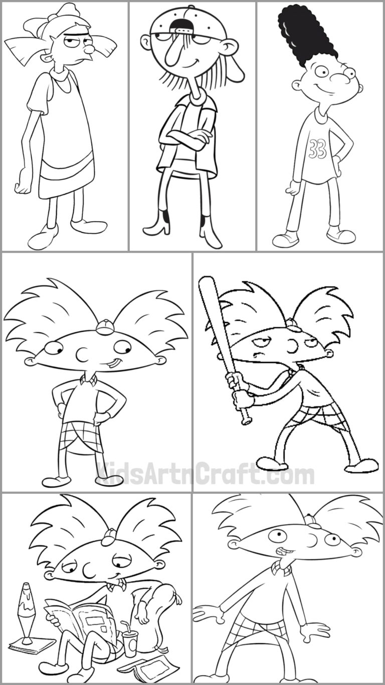 Cartoon Character Coloring Pages Worksheet For Kids - Kids Art & Craft