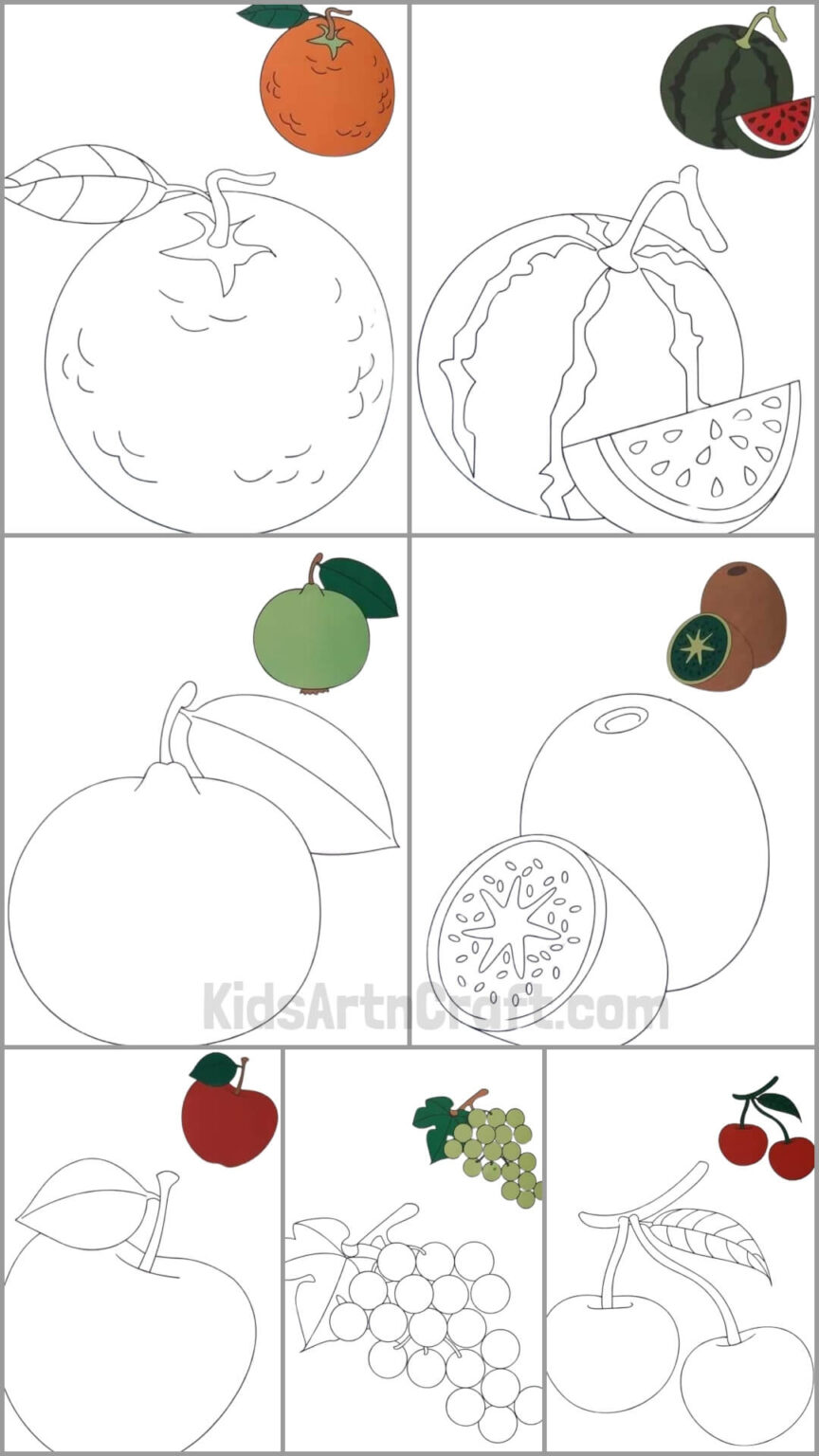 Delicious Fruits Coloring Pages for Children - Free Worksheet Printable ...