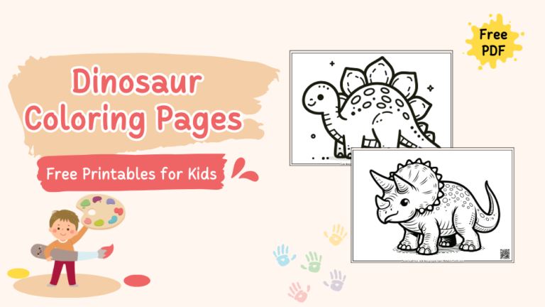 Dinosaur Coloring Pages For Kids - Free Worksheet Printables - Kids Art ...
