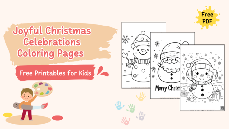 Joyful Christmas Celebrations Coloring Pages For Kids - Kids Art & Craft
