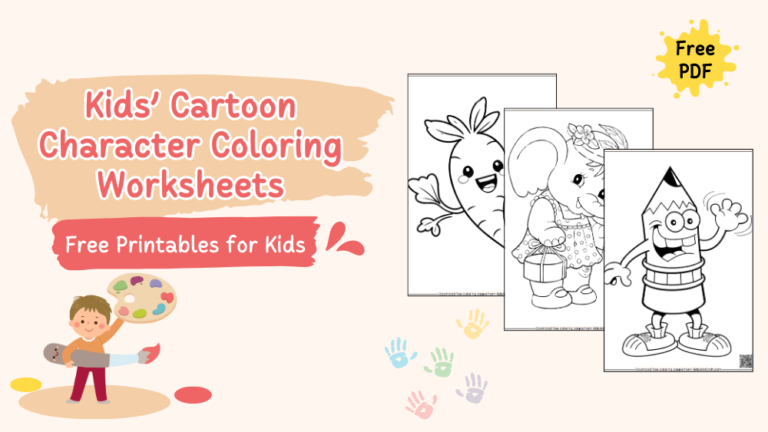 Kids’ Cartoon Character Coloring Worksheets - Free and Printable - Kids ...