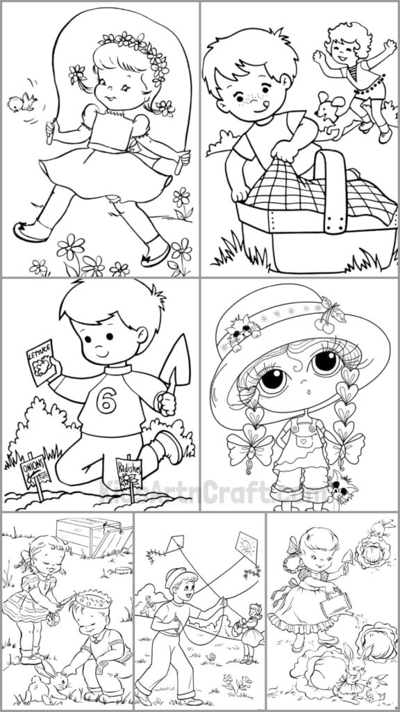 Outdoor Kids Activities Coloring Page For Kids - Kids Art & Craft