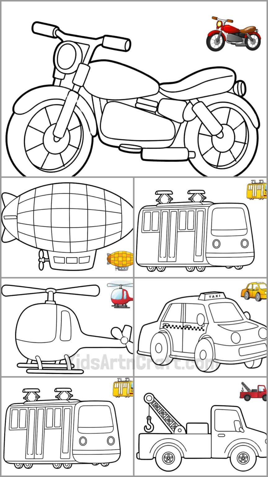 Vehicle Coloring Pages for kids - Kids Art & Craft