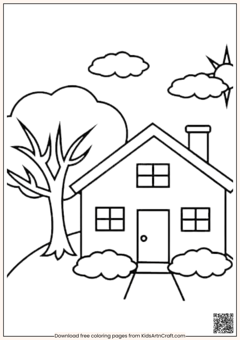 Beautiful House Coloring Page Worksheets For Kids - Kids Art & Craft
