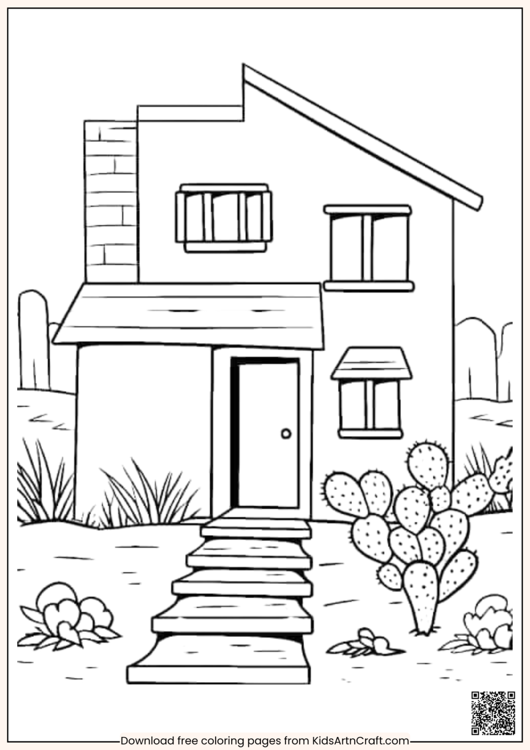 Beautiful House Coloring Page Worksheets For Kids - Kids Art & Craft