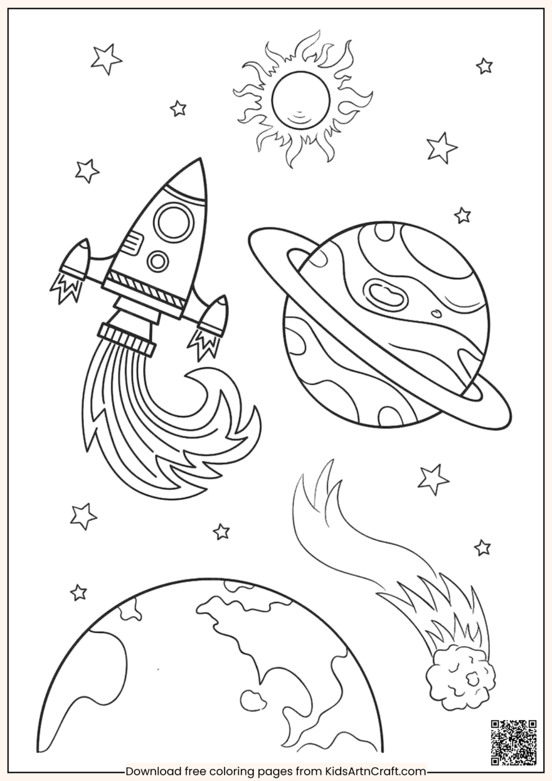 Space Themed Coloring Pages For Kids - Kids Art & Craft