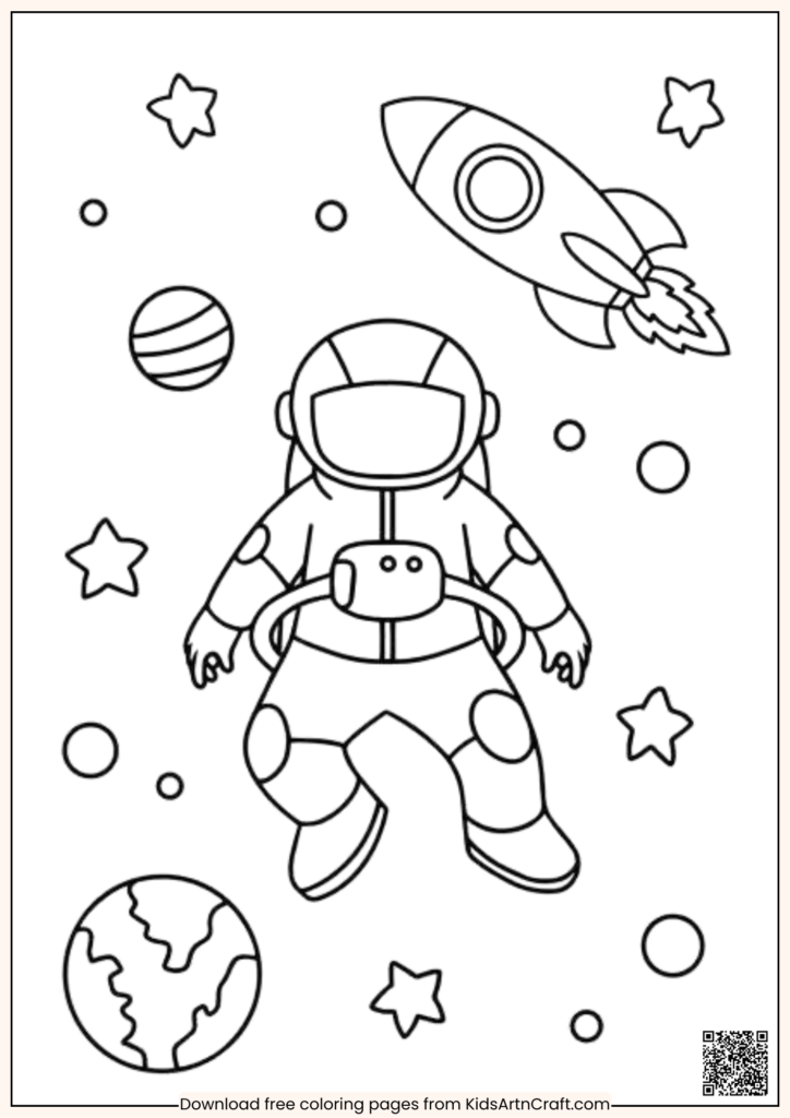 Space Themed Coloring Pages For Kids - Kids Art & Craft