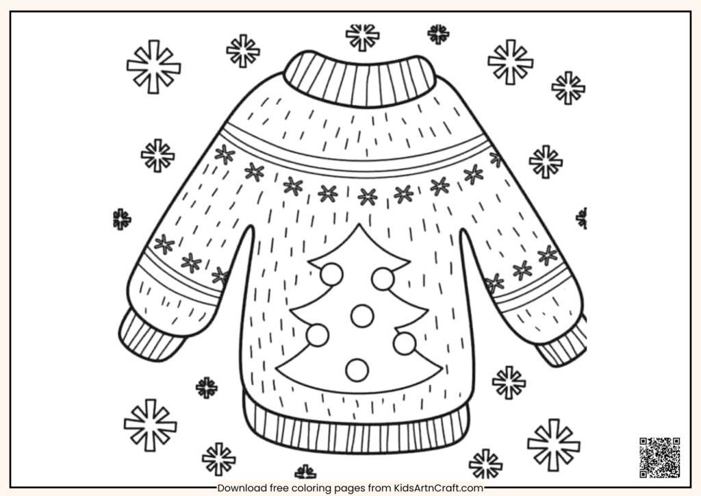 Festive Christmas Sweater Coloring Pages For Kids - Kids Art & Craft