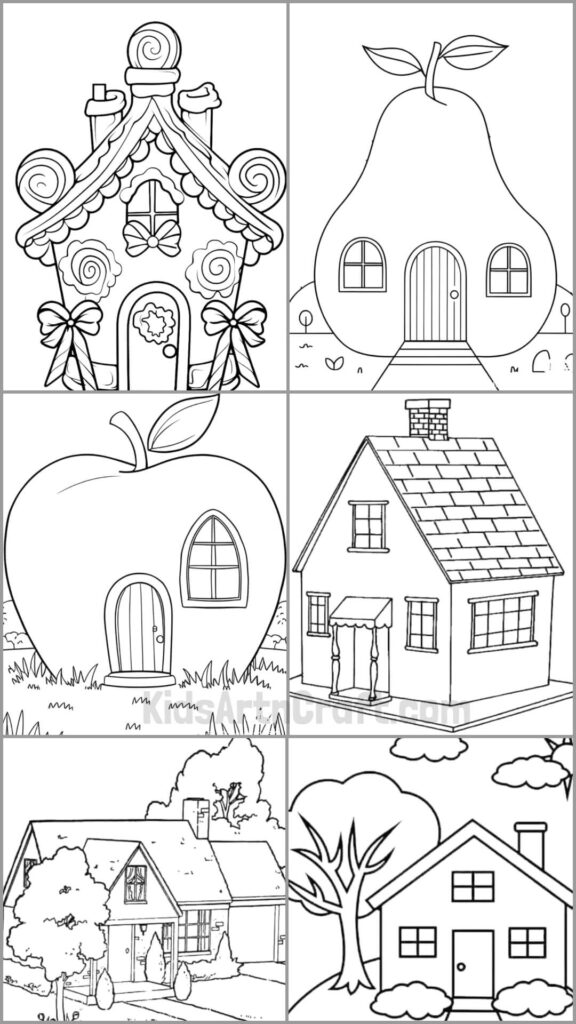 Beautiful House Coloring Page Worksheets For Kids - Kids Art & Craft